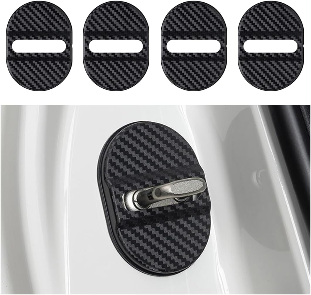 Mandark Car Door Lock Latches Cover, 4PCS Carbon Fiber Vehicle Door ...