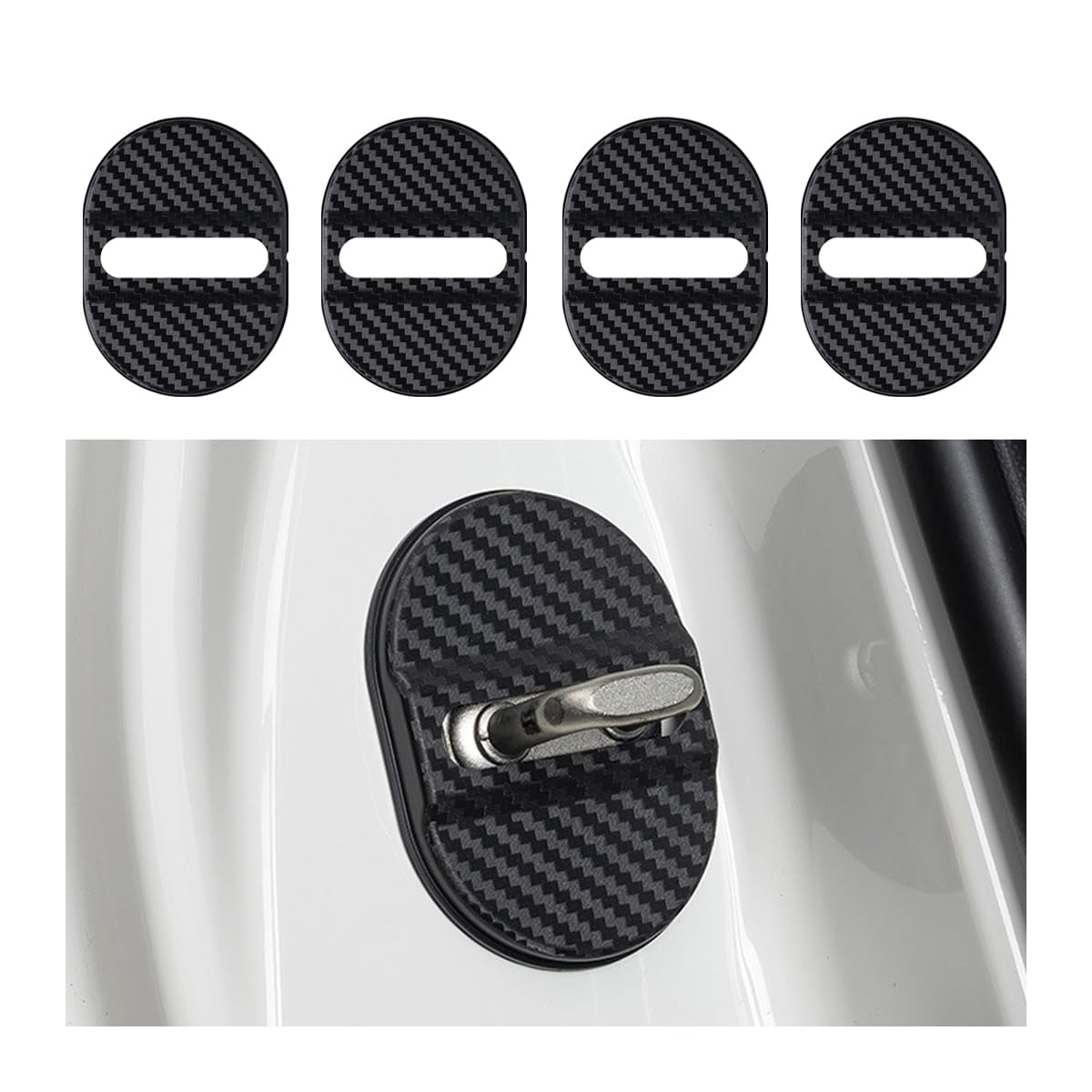 Mandark Car Door Lock Latches Cover, NSD3 4PCS Carbon Fiber Vehicle ...