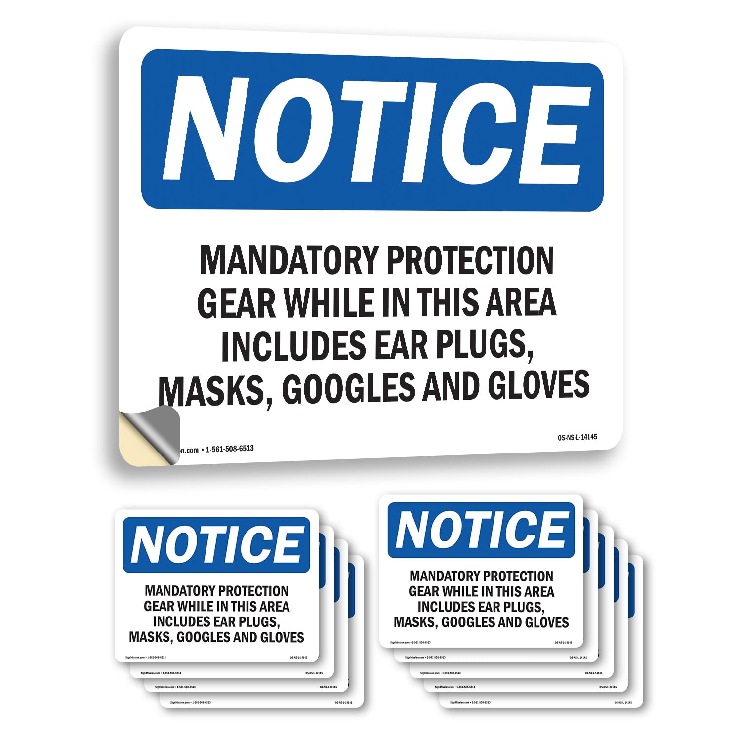 Mandatory Protection Gear While In This OSHA Notice Vinyl Decal Label ...