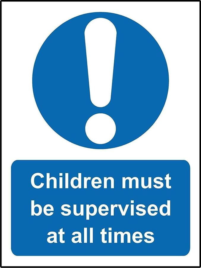 Mandatory signs Children must be supervised at all times metal park ...