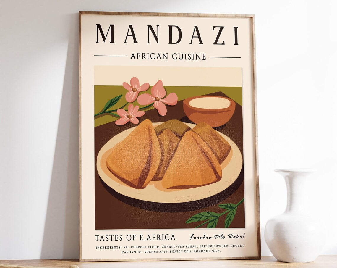 Mandazi Food Poster, African Food Art, African Food Poster, Kitchen ...