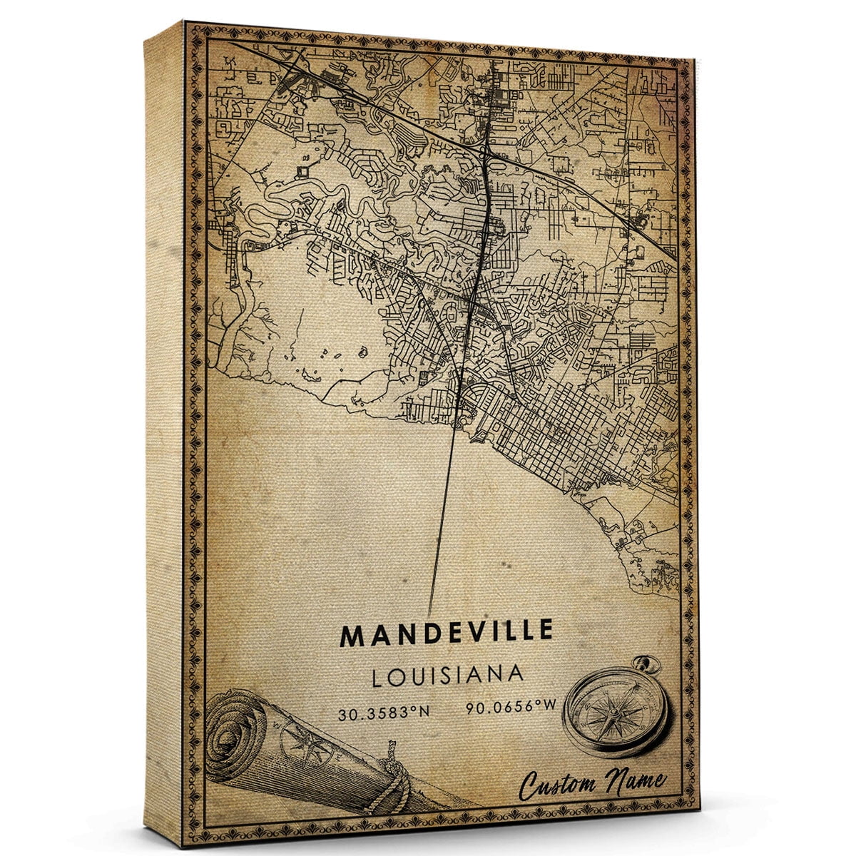 Mandeville Map Poster, Louisiana Map Art Poster, Canvas, Mandeville Map ...