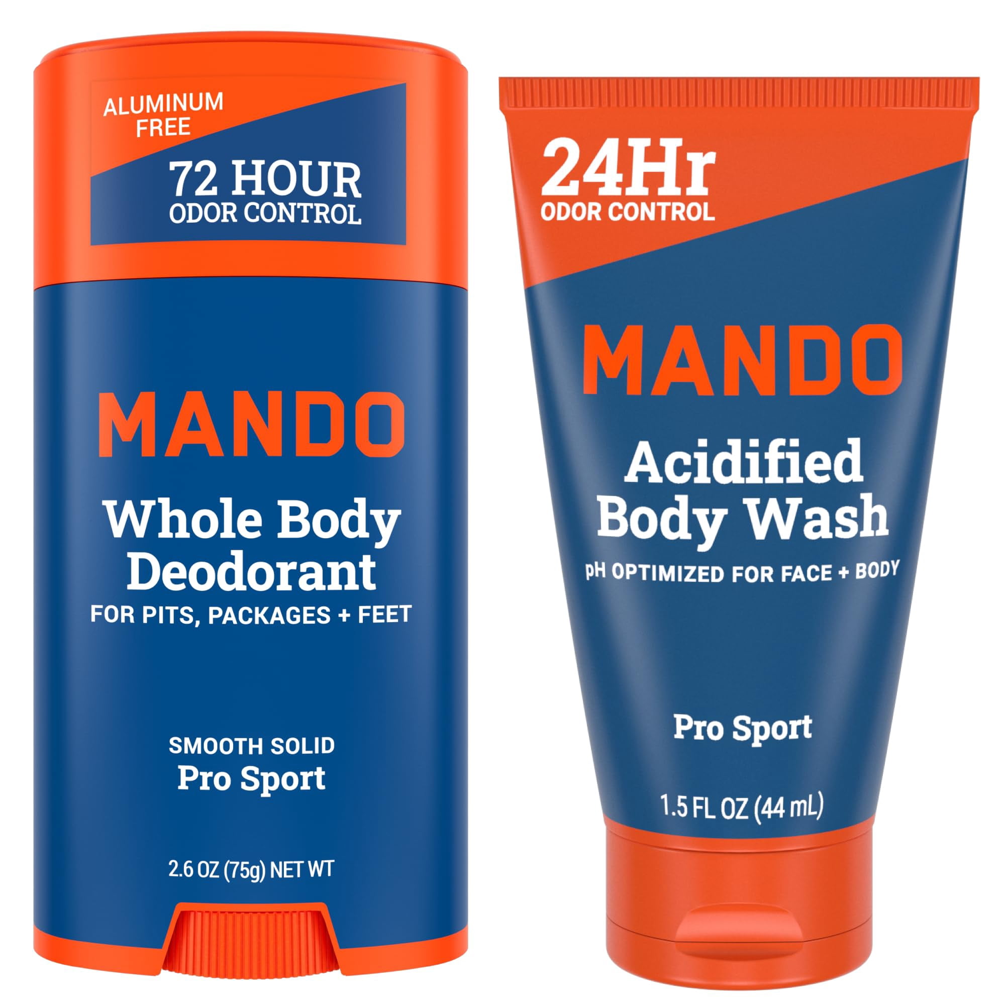 Mando Smooth Solid Stick TGF4 (2.6 Ounce) + Acidified Body Wash (1.5 ...