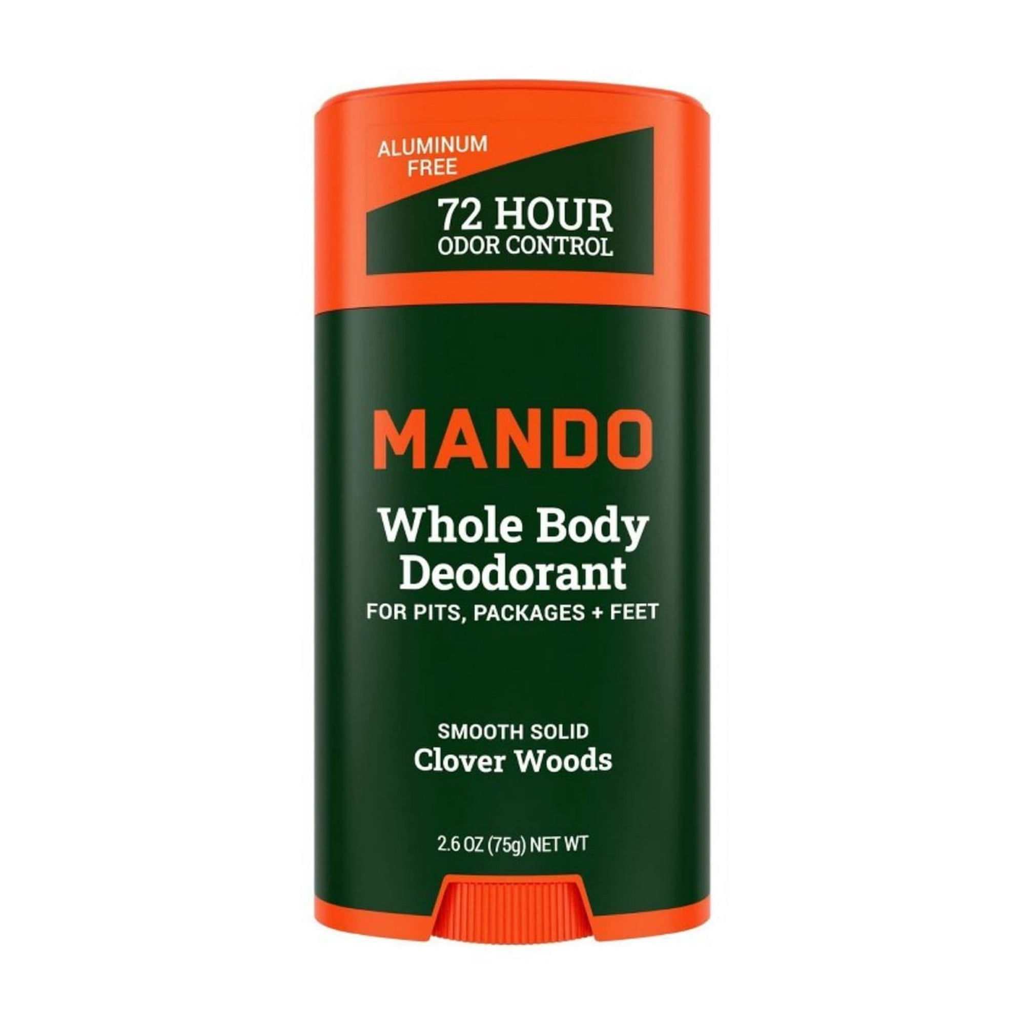 Mando Whole Body Deodorant, Smooth Solid, Clover Woods Scent, 2.6 oz Tube, Clinically Proven ...