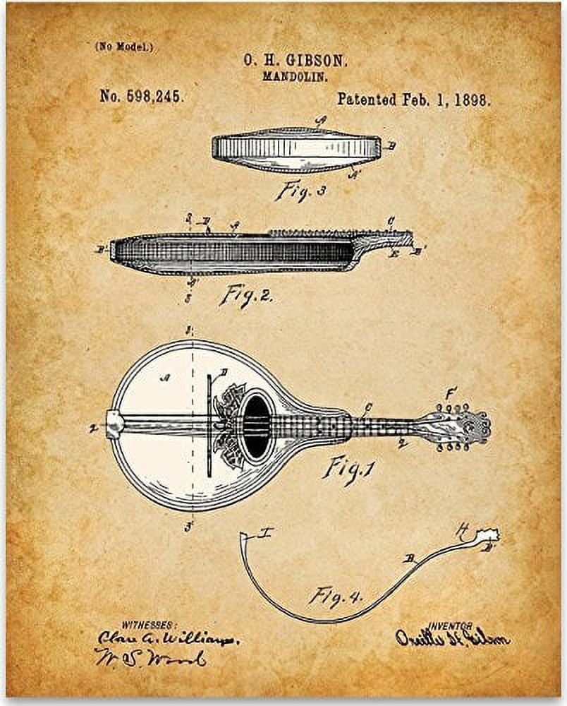 Mandolin Art Print - 11x14 Unframed Patent Print - Great Music Room ...