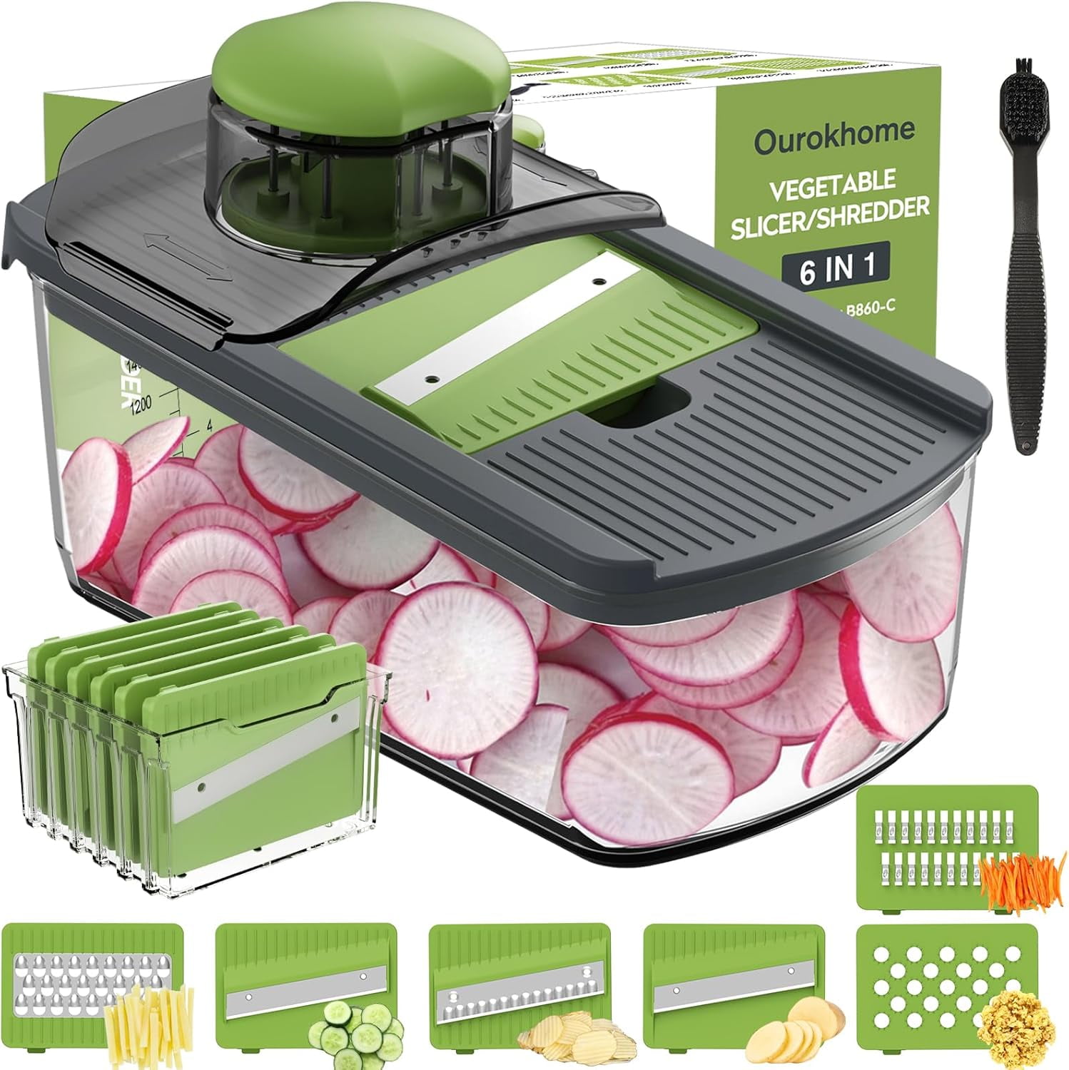 **mandolin food slicer, hand safe kitchen vegetable shredder with 6 ...