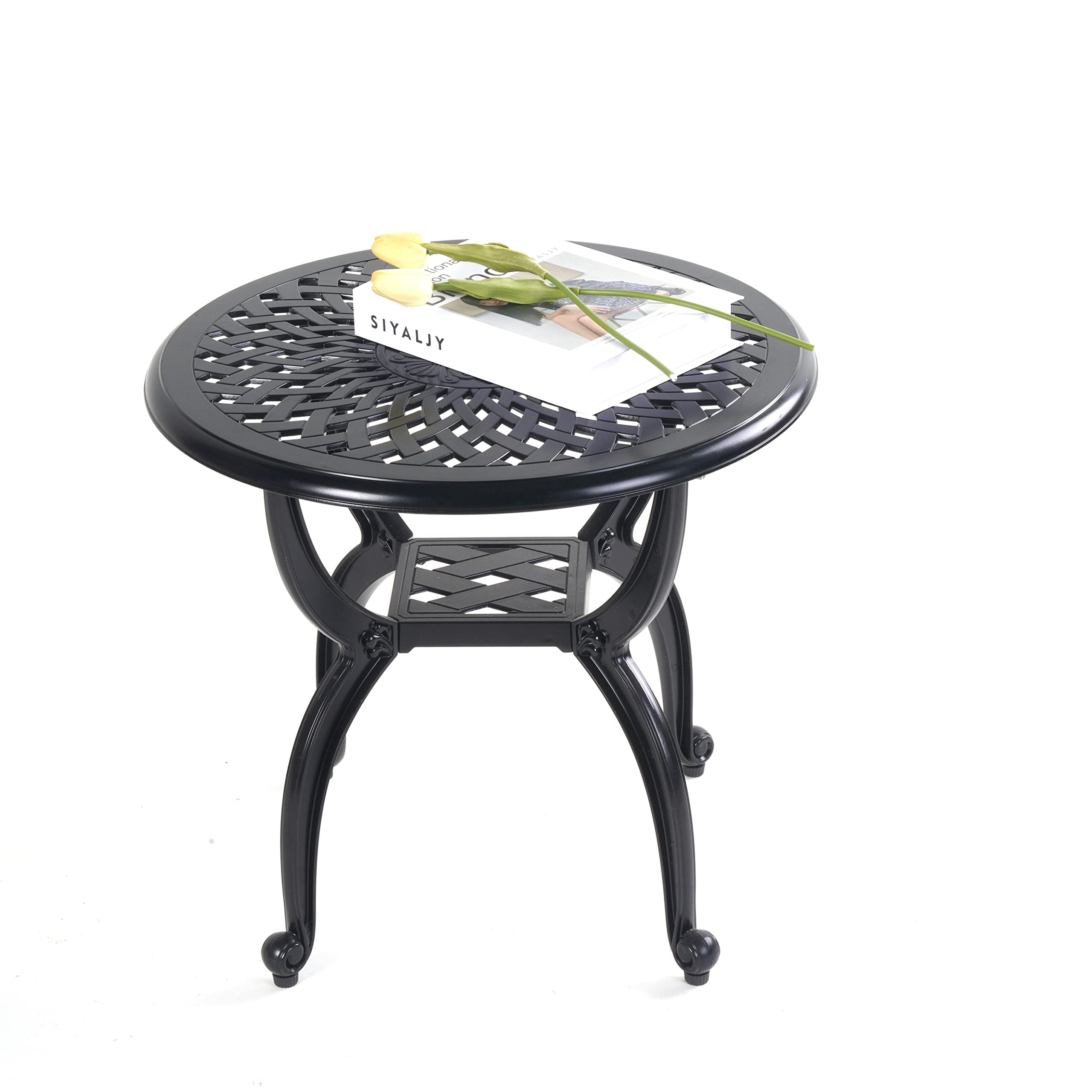 Mandolin Outdoor Patio,Rust -Resistant Cast Aluminum Side Table,Weather ...