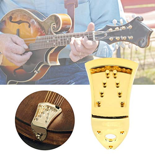 Mandolin Tailpiece, 75x45x9mm Golden Metal Triangle Mandolin Guitar ...