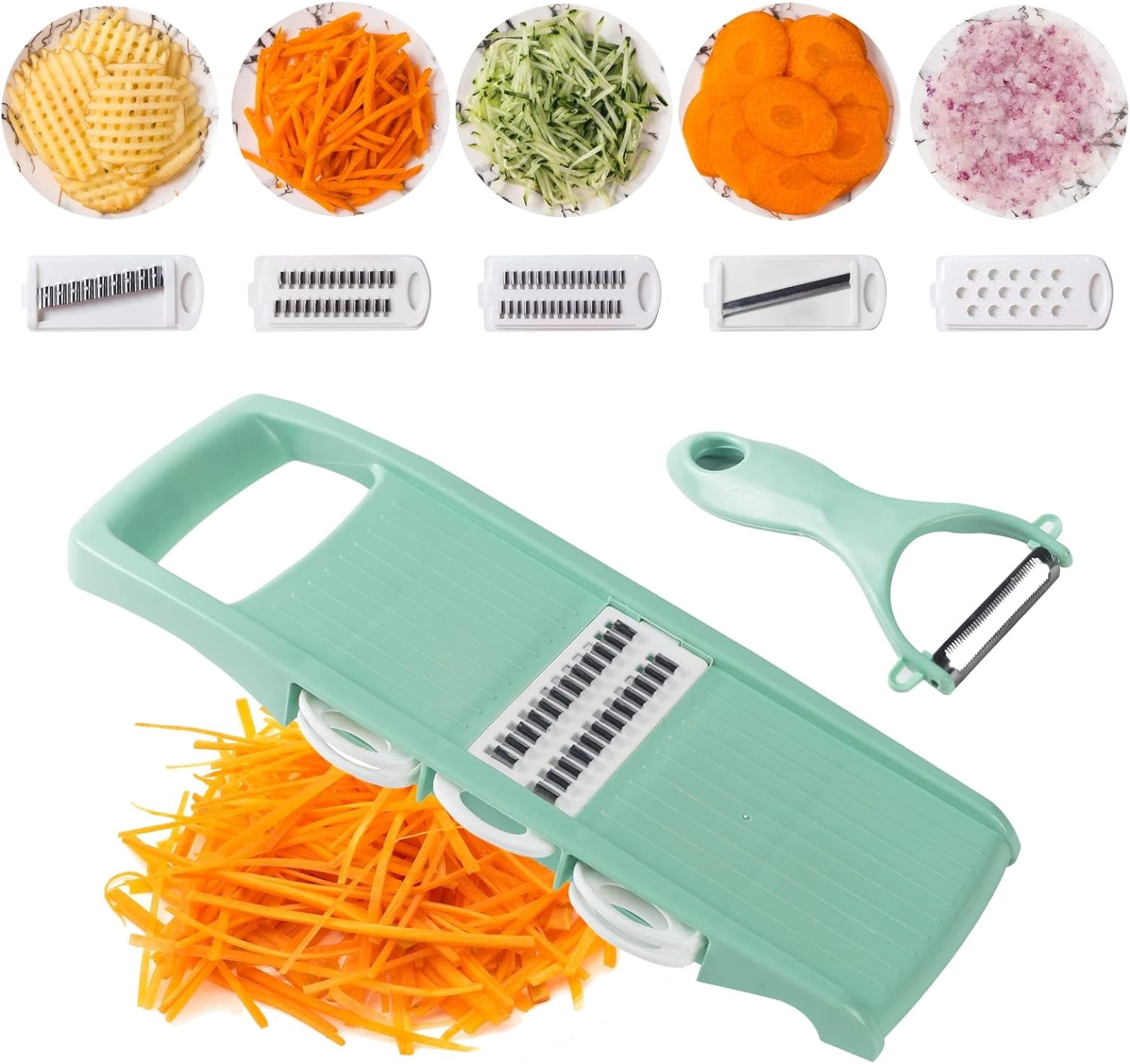 Mandoline Food Slicer for Kitchen 7-in-1 Vegetable/Cheese/Potato/Carrot ...