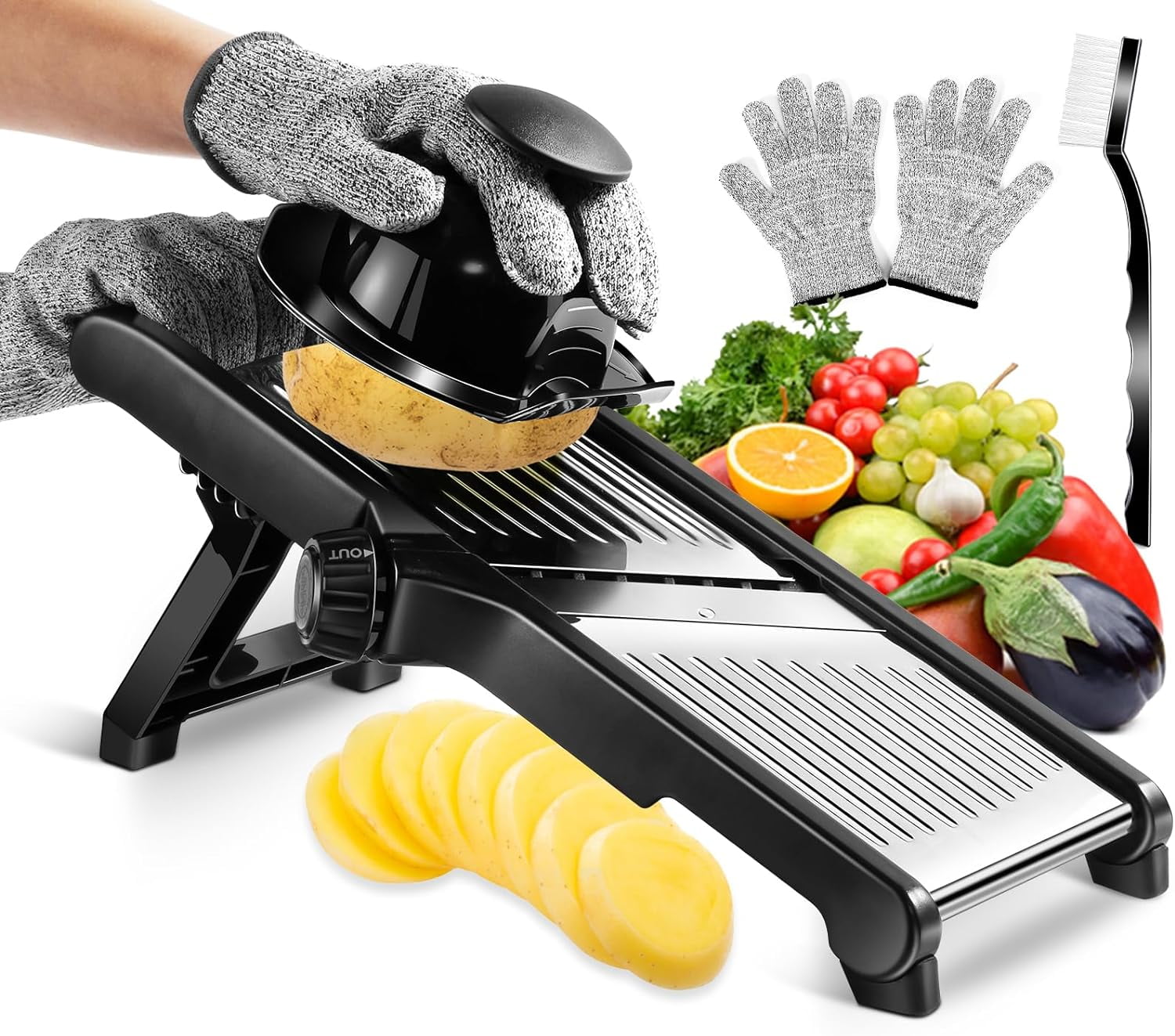 Mandoline Slicer Adjustable Stainless Steel Food Slicer for Kitchen ...