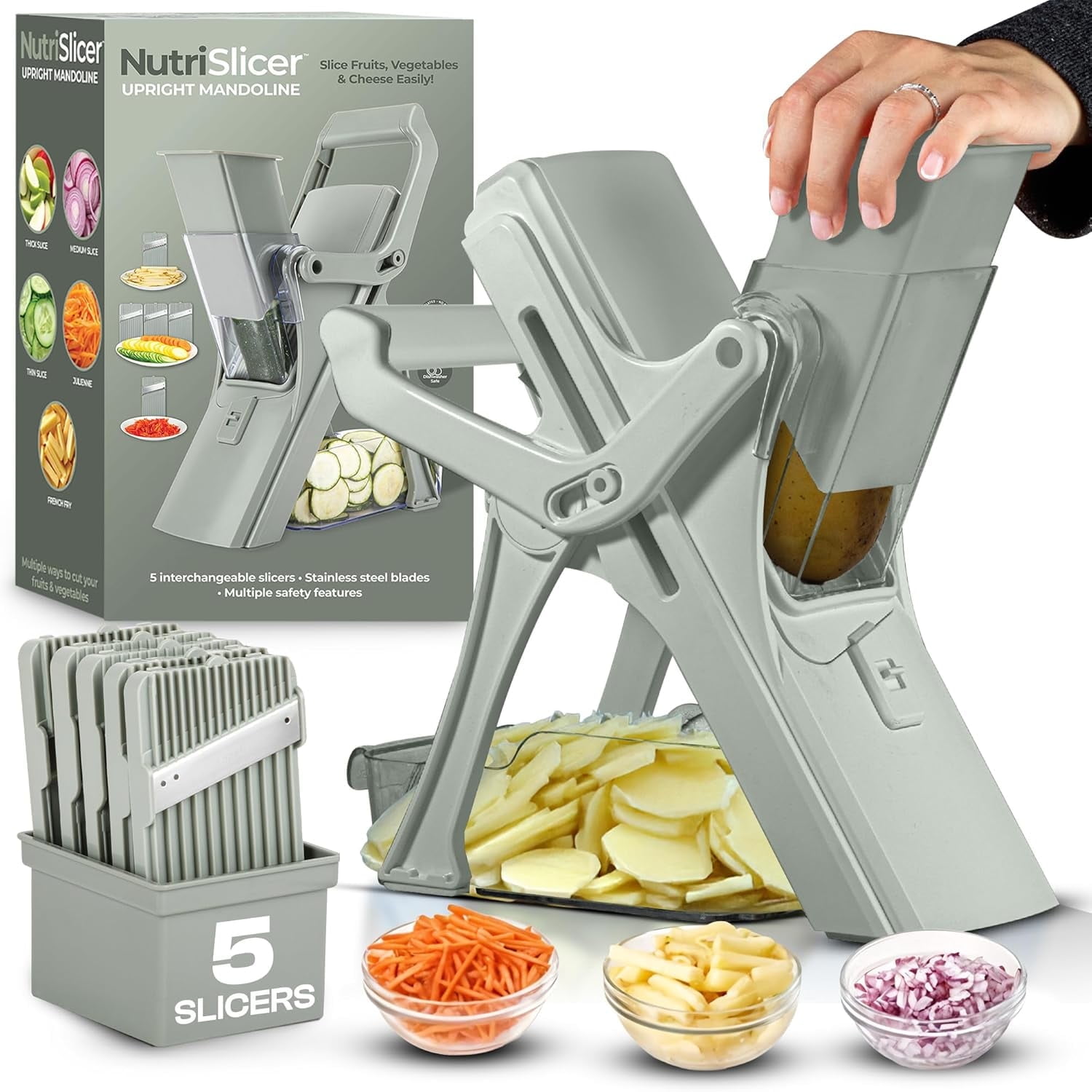 Mandoline Slicer for Kitchen, All in 1 Mandoline Slicer for Food Works ...