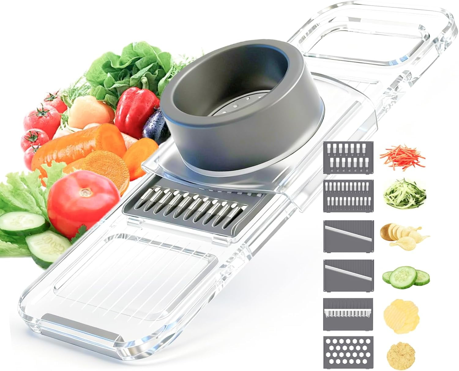 Mandoline Slicer for Kitchen - 6-in-1 Vegetable Chopper with Safe Hand ...