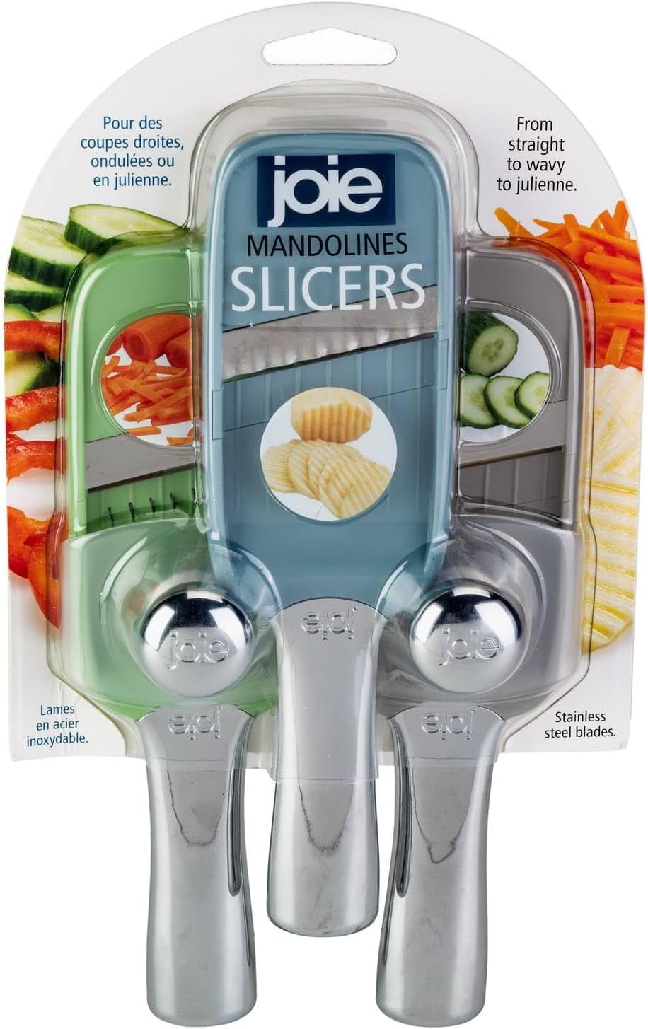 Mandoline Slicers, 3-Piece Set, Hand-Held Adjustable Stainless Steel ...