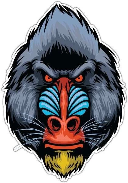 Mandrill Baboon Face Monkey Ape Car Window Stickerphone Decal Water ...