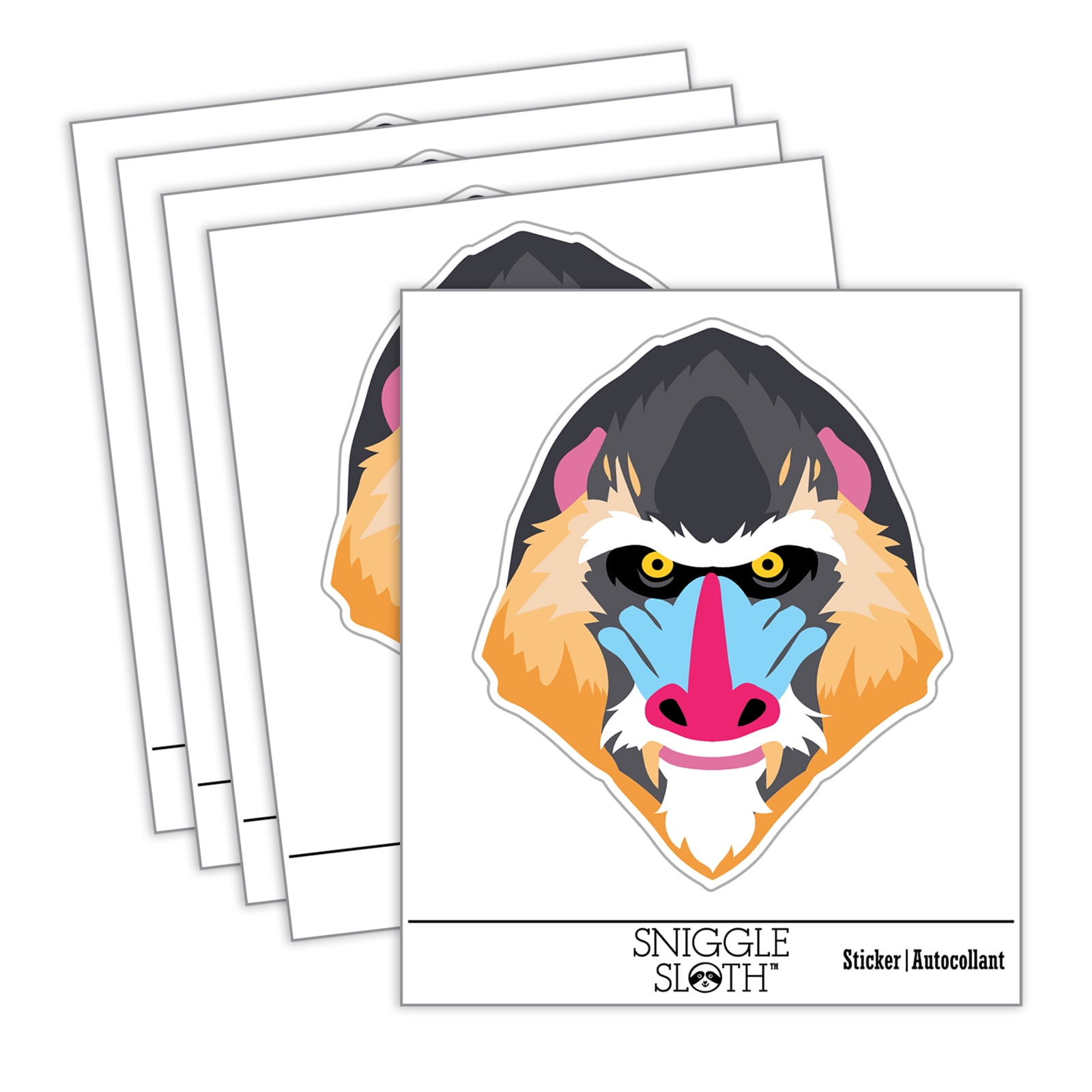 Mandrill Head Colorful Monkey Baboon Car Window Bumper Water Bottle ...