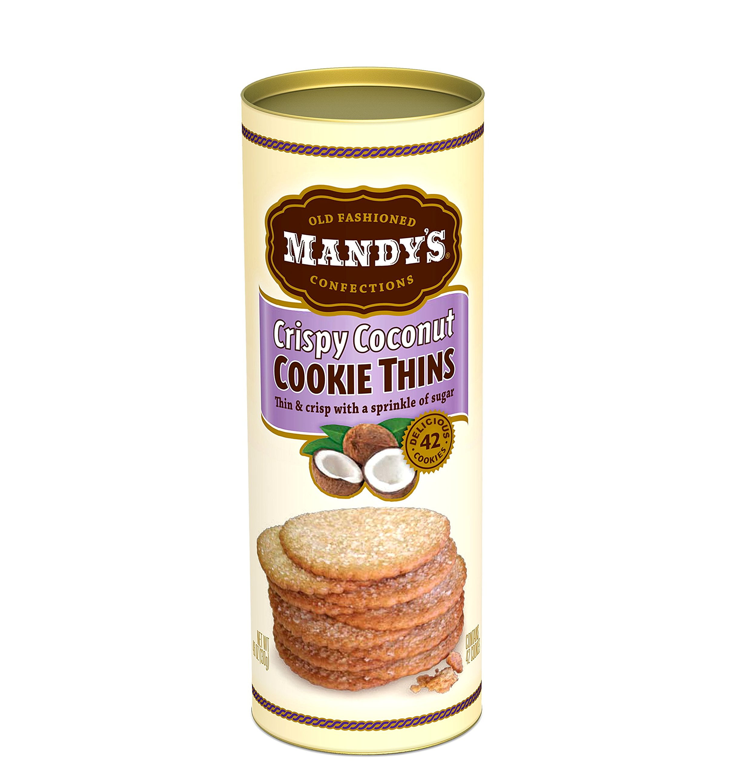 Mandy's Cookie Thins, Crispy DMF15 Coconut, 4.6 Ounce (Pack of 6 ...