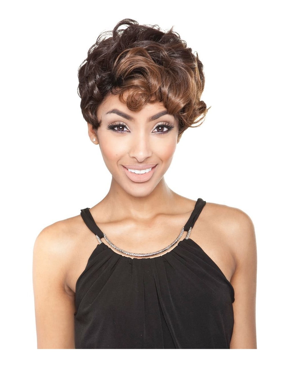 Mane Concept Red Carpet Synthetic Short Curly Bang Full Wig - RCP178 ...