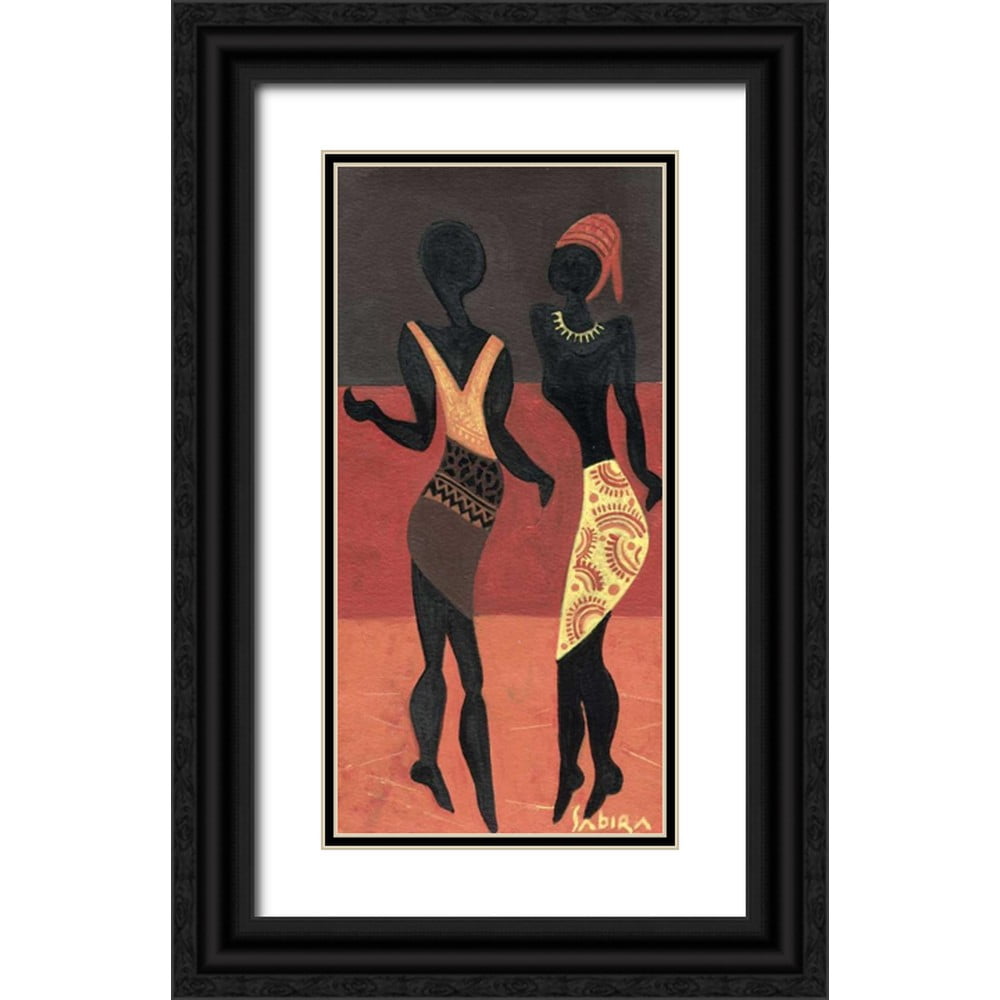 Manek, Sabira 9x14 Black Ornate Wood Framed with Double Matting Museum ...