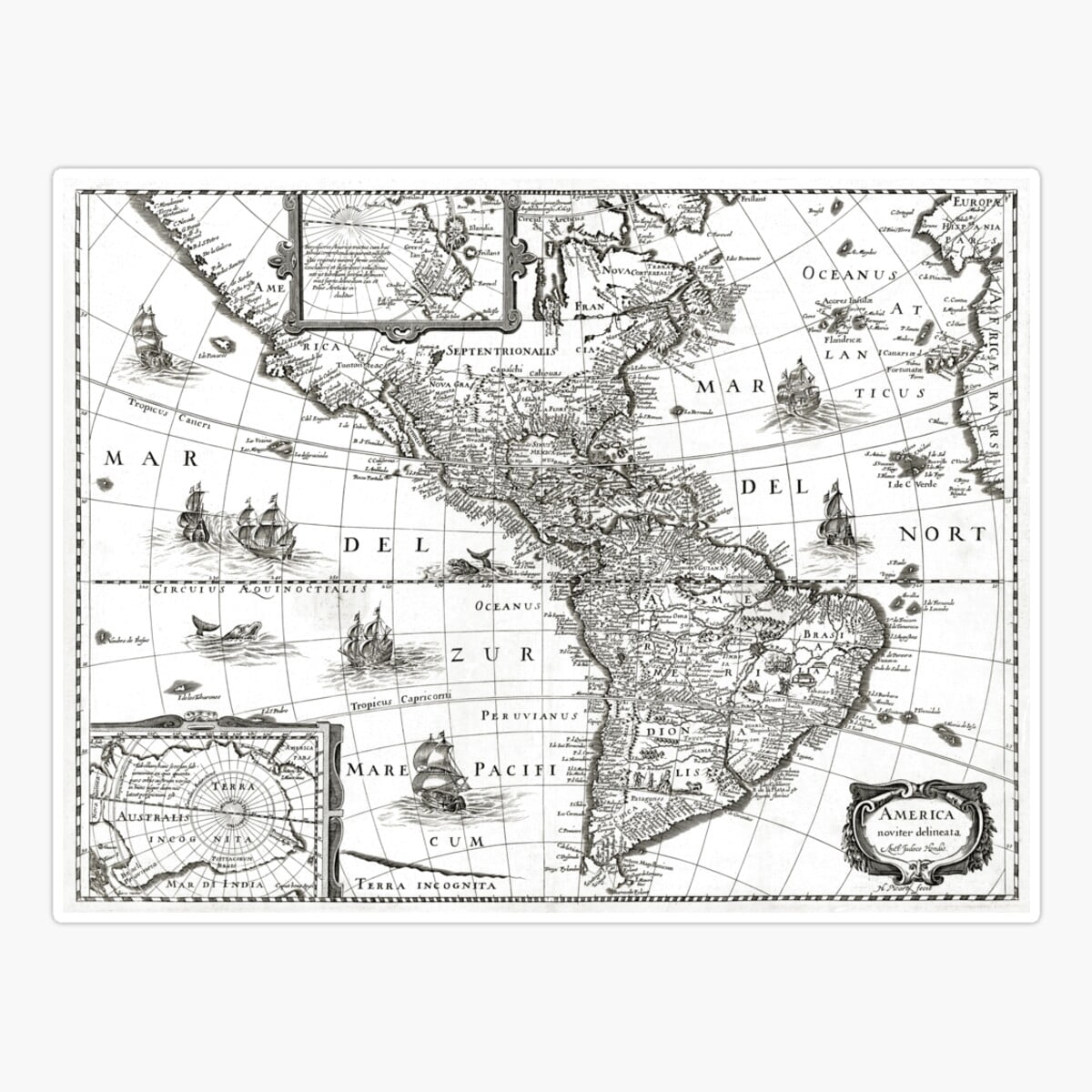 Maneki 1637 - America Noviter Delineata Sticker, Phone Decal Water ...