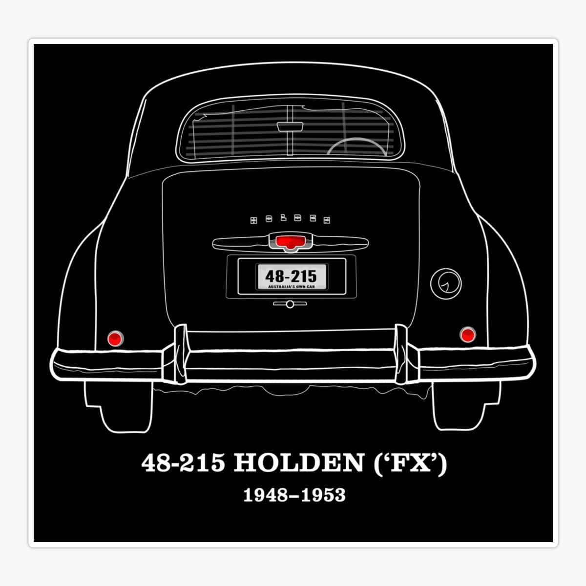 Maneki 1948 Holden Rear End - 48-215 ('X') Er, Phone Decal Water Bottle ...