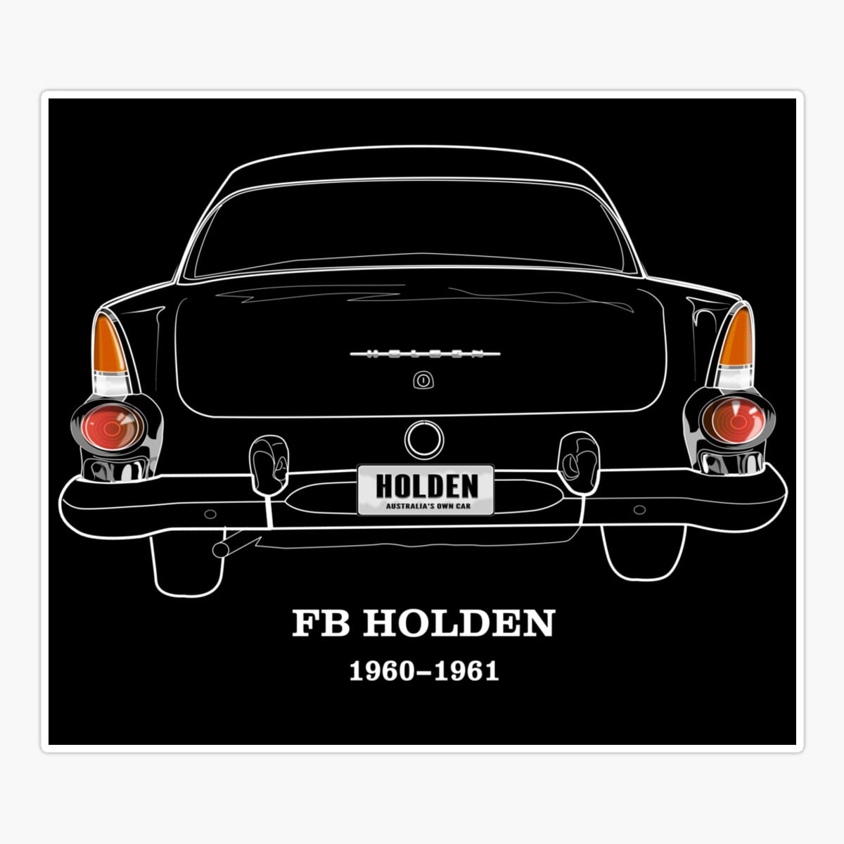 Maneki 1960 B Holden Rear End Er, Phone Decal Water Bottle Stickers Car ...