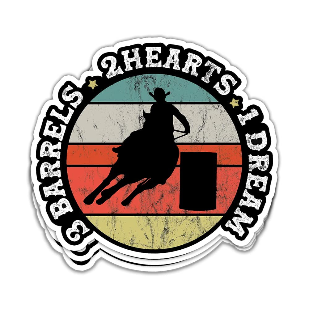 Maneki 3 Barrels 2 Hearts 1 Dream Barrel Racing Sticker Funny Rodeo ...