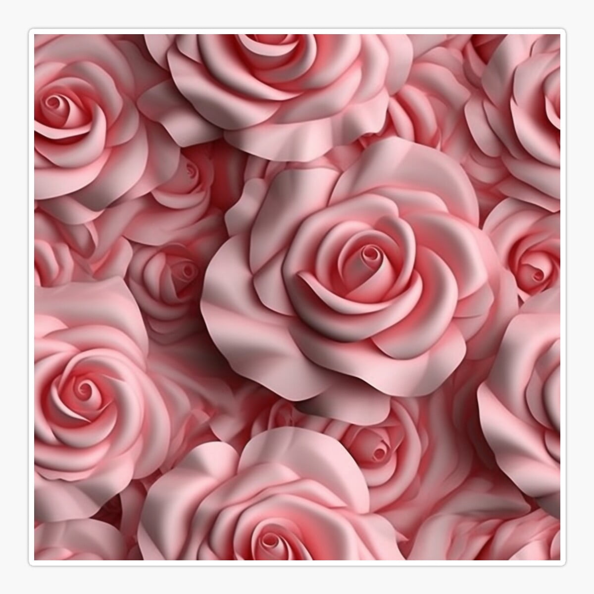 Maneki 3D Pink Roses Loral Sticker, Phone Decal Water Bottle Stickers ...