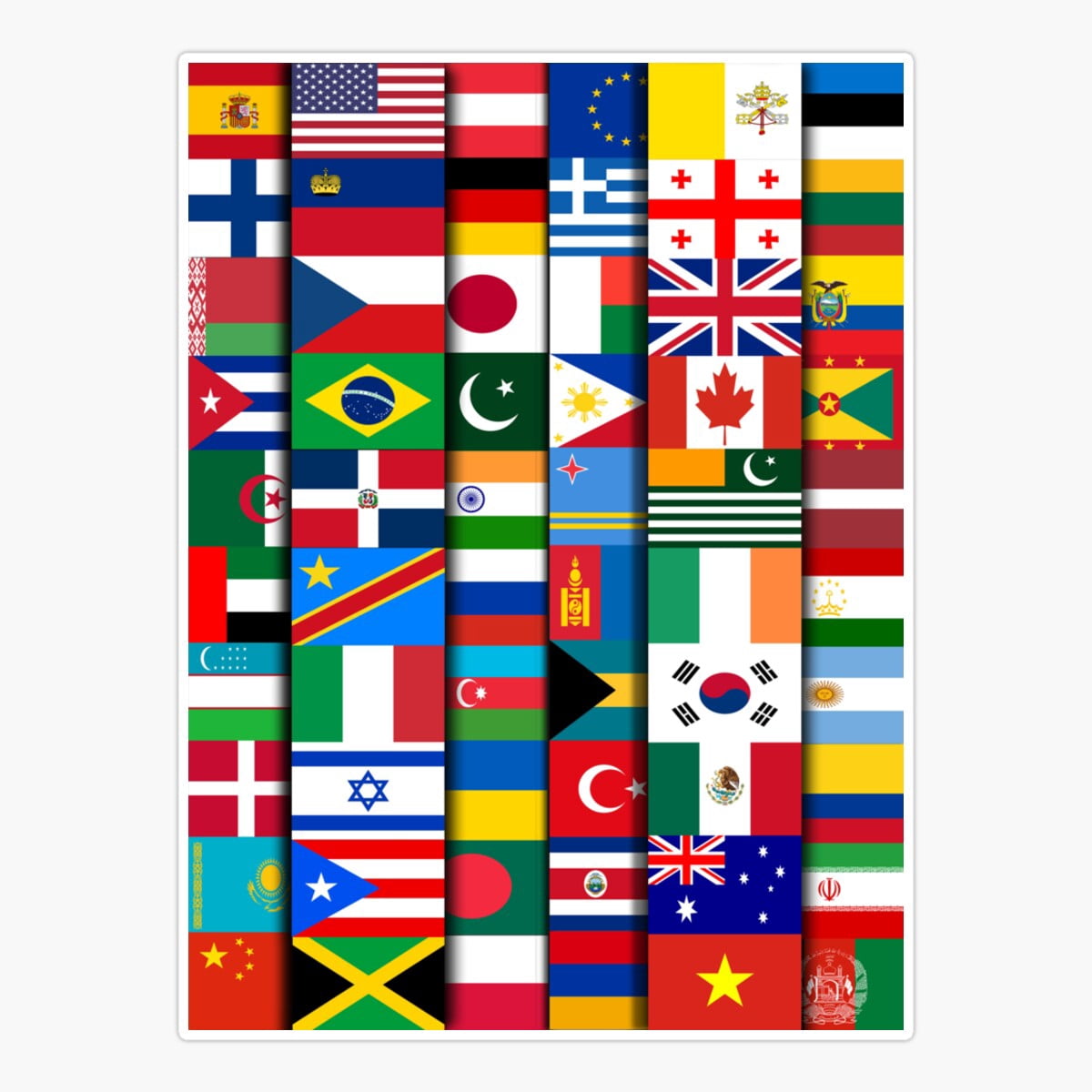 Maneki 60 Lags O The Countries O The World, International Git Sticker ...