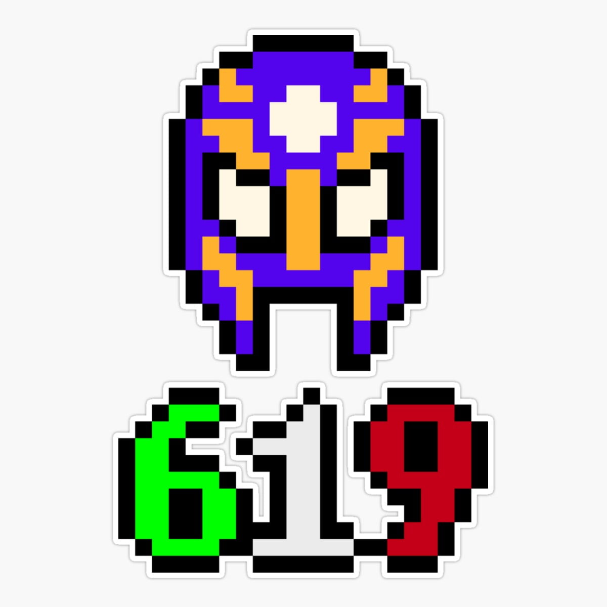 Maneki 619 Luchador Pixel Art Sticker, Phone Decal Water Bottle ...