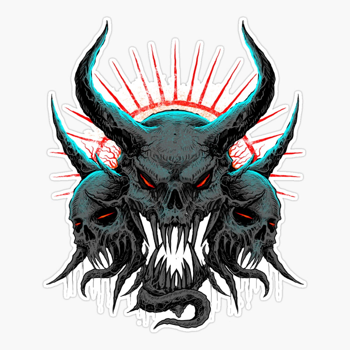 Maneki 666 Demonic Demon Skulls Er, Phone Decal Water Bottle Stickers ...