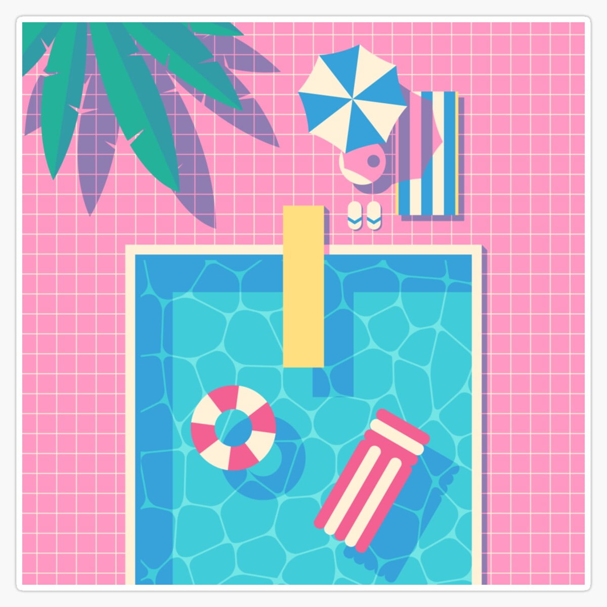 Maneki 80S Retro Swimming Pool Er, Phone Decal Water Bottle Stickers ...