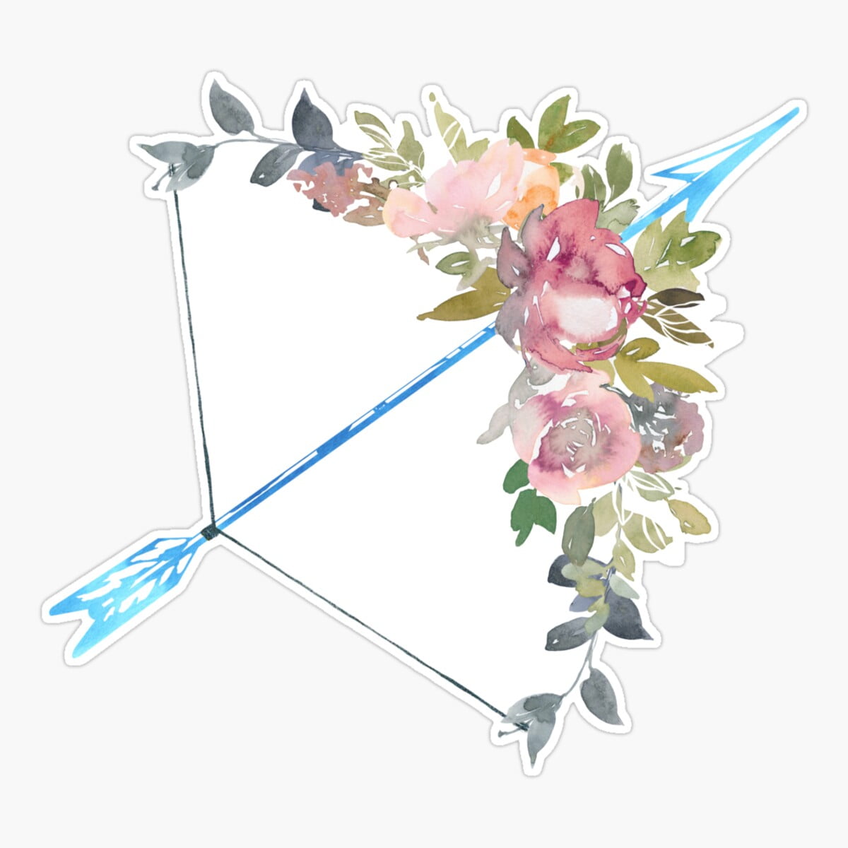 Maneki A Beautiul Bow And Arrow Watercolor Loral Design Er, Phone Decal ...