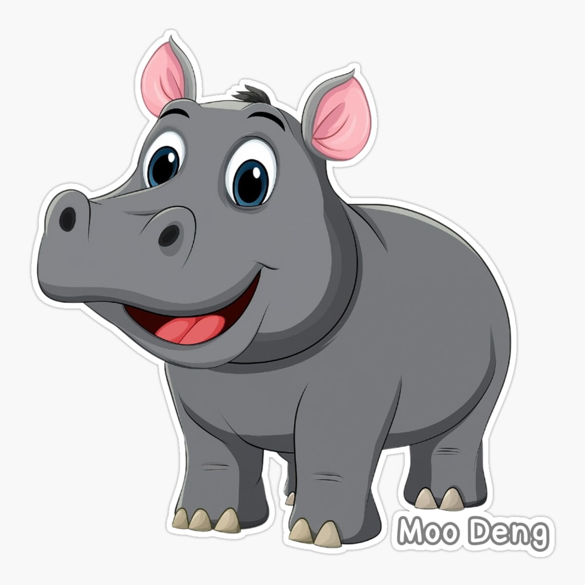 Maneki A Cartoonish Gray Hippopotamus Moo Dang With A Pink Nose And A ...