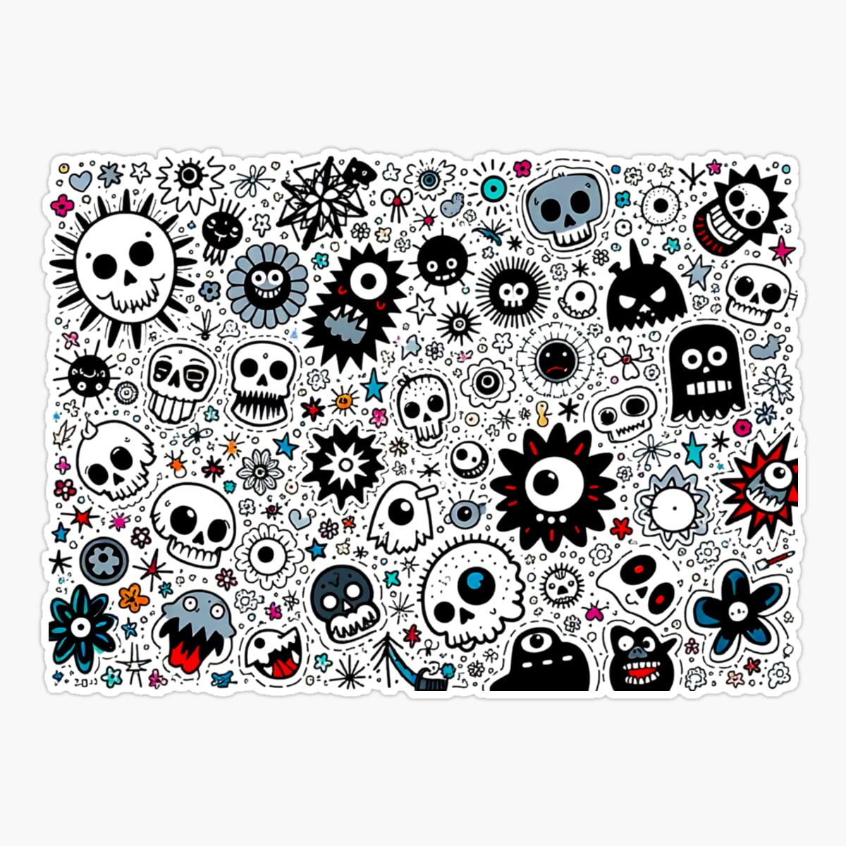 Maneki A Chaotic Colorul Doodle Pattern Er, Phone Decal Water Bottle ...