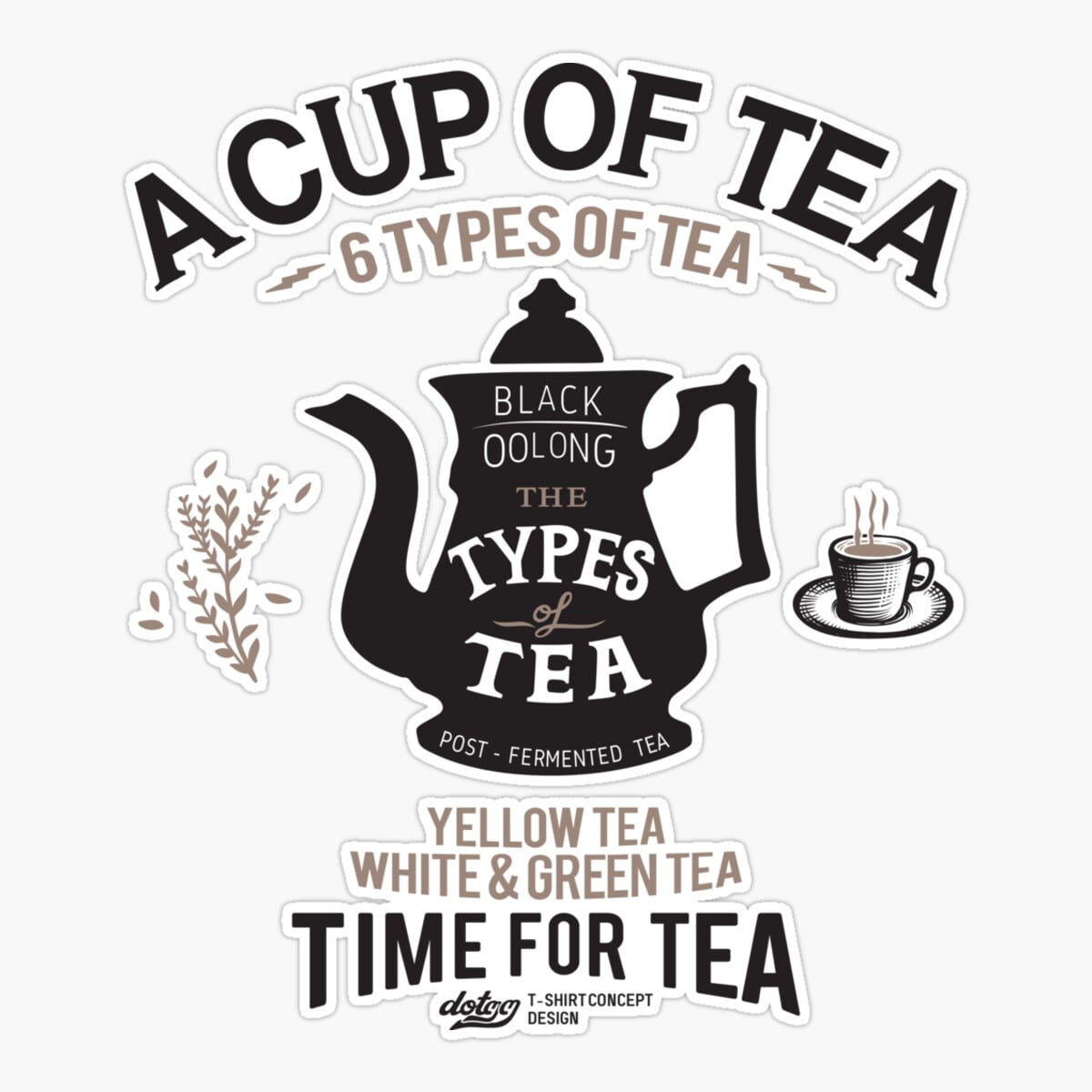 Maneki A Cup Of Tea - 6 Types Of Tea Er, Phone Decal Water Bottle ...