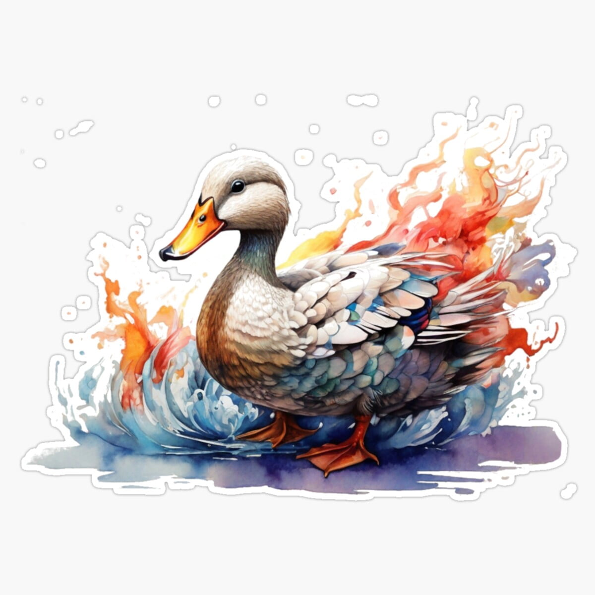 Maneki A Duck As A Digital Watercolor - White Background Er, Phone ...