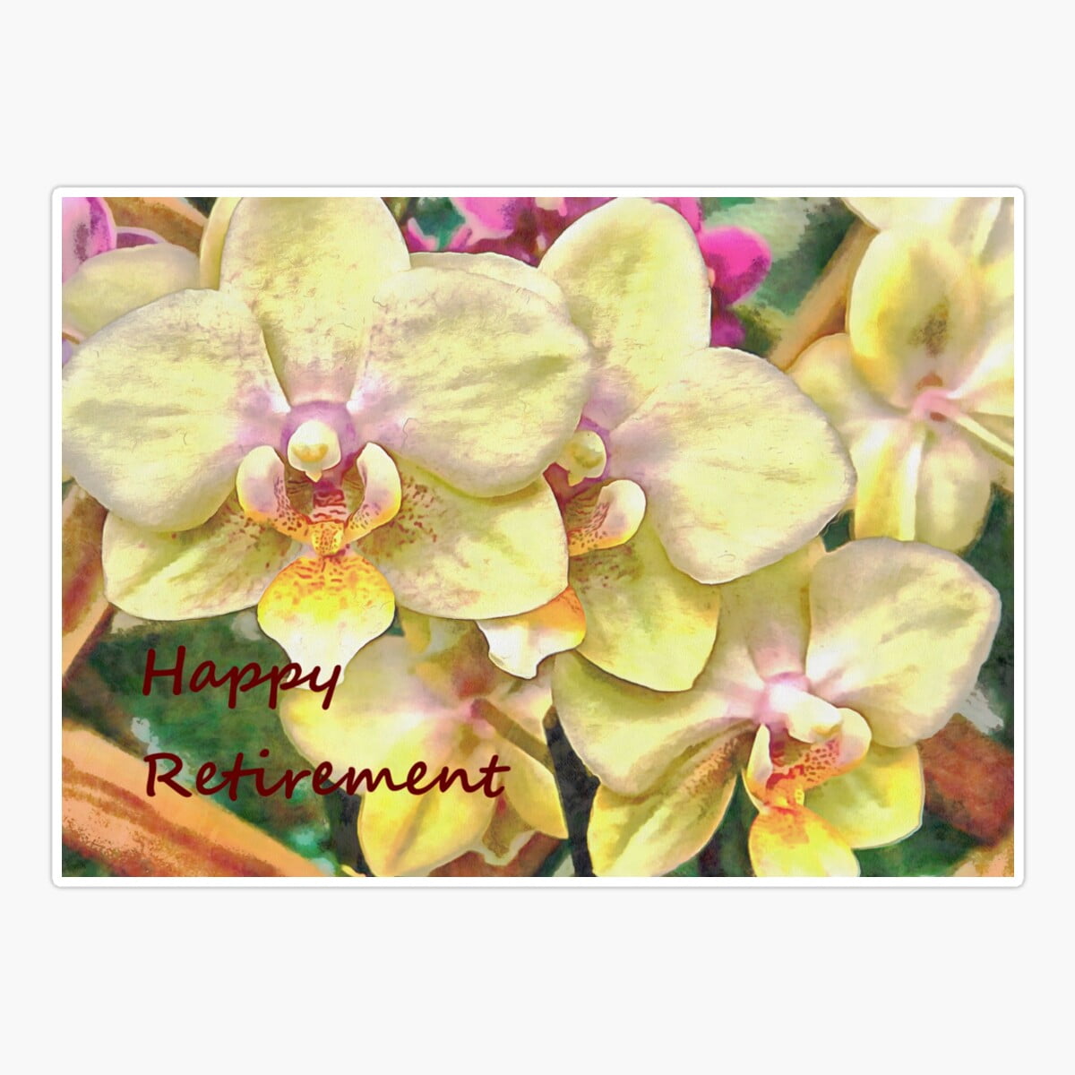 Maneki A Flash Of Orchids With Happy Retirement Er, Phone Decal Water ...