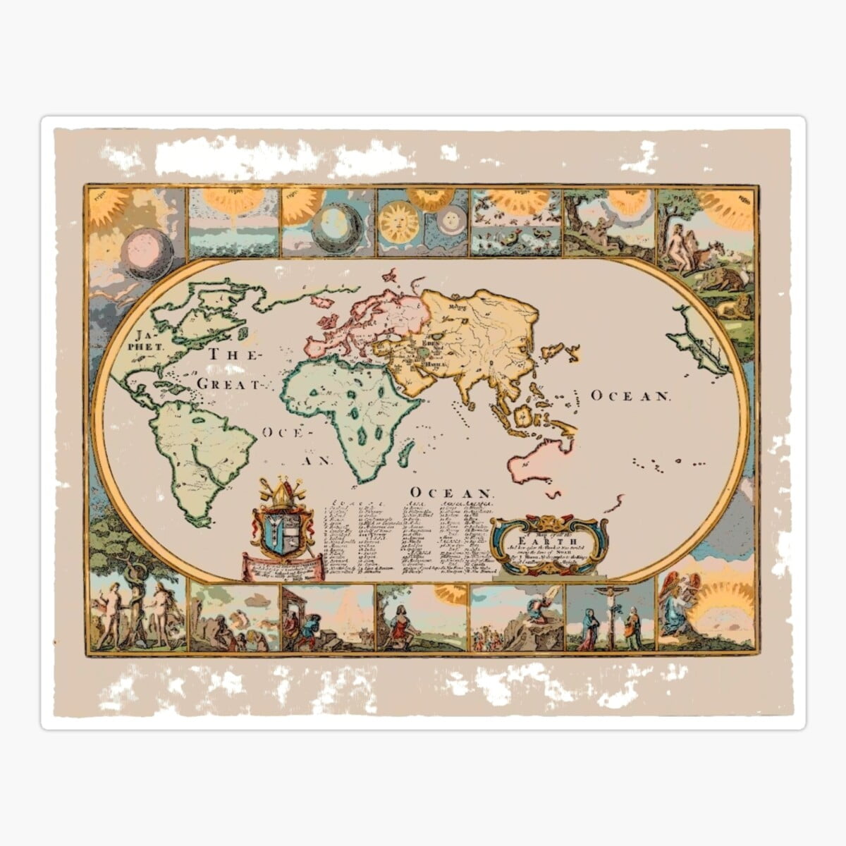 Maneki A Map O The Earth Sticker, Phone Decal Water Bottle Stickers Car ...