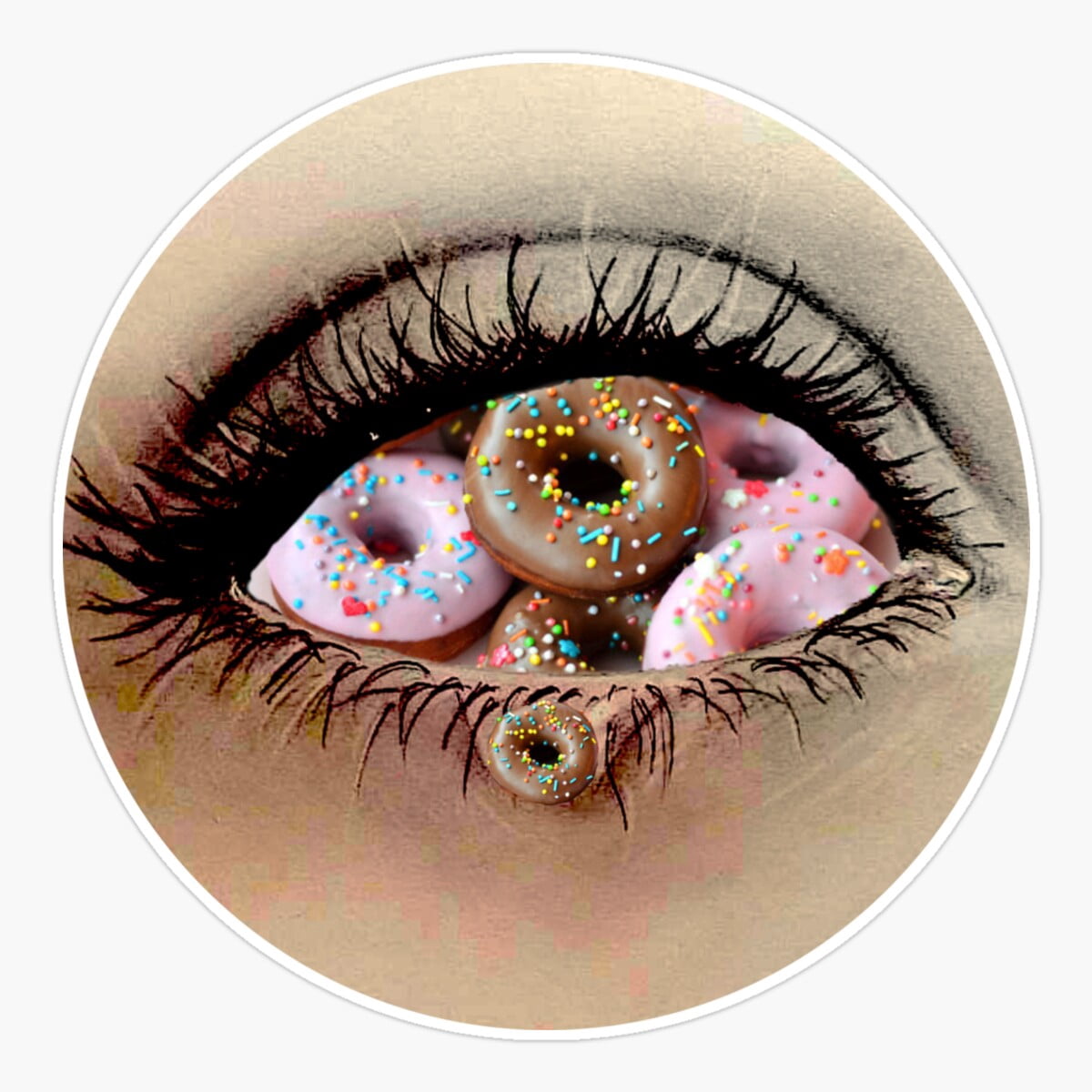 Maneki A Painted Eye With Doughnuts Inside Sticker, Phone Decal Water ...