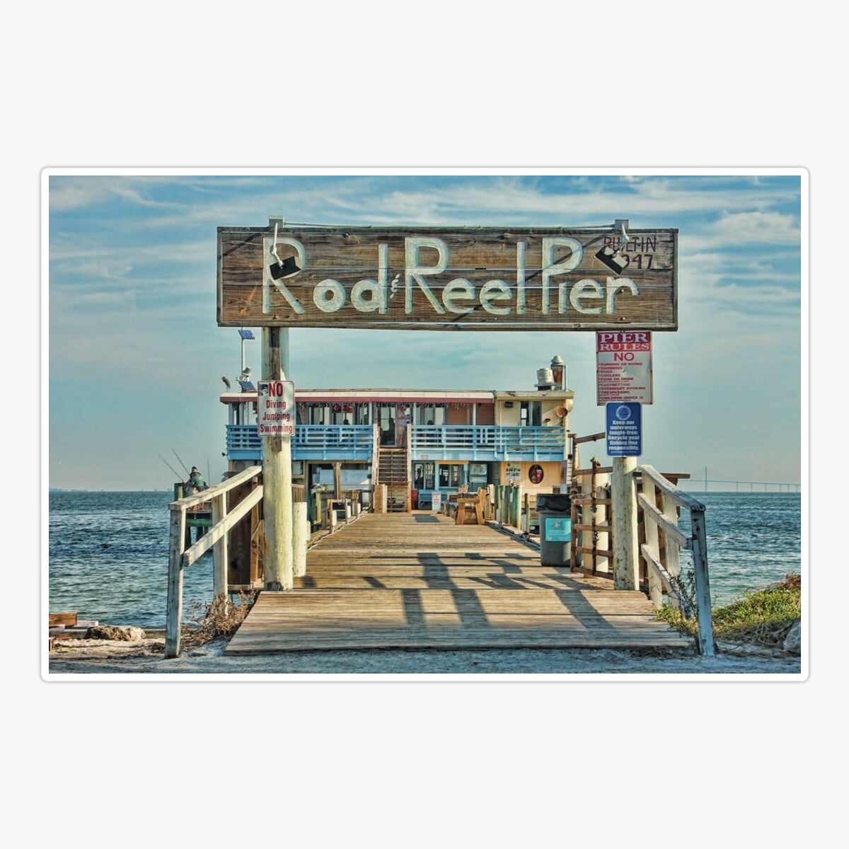 Maneki A Pier Called The Rod And Reel Sticker, Phone Decal Water Bottle ...