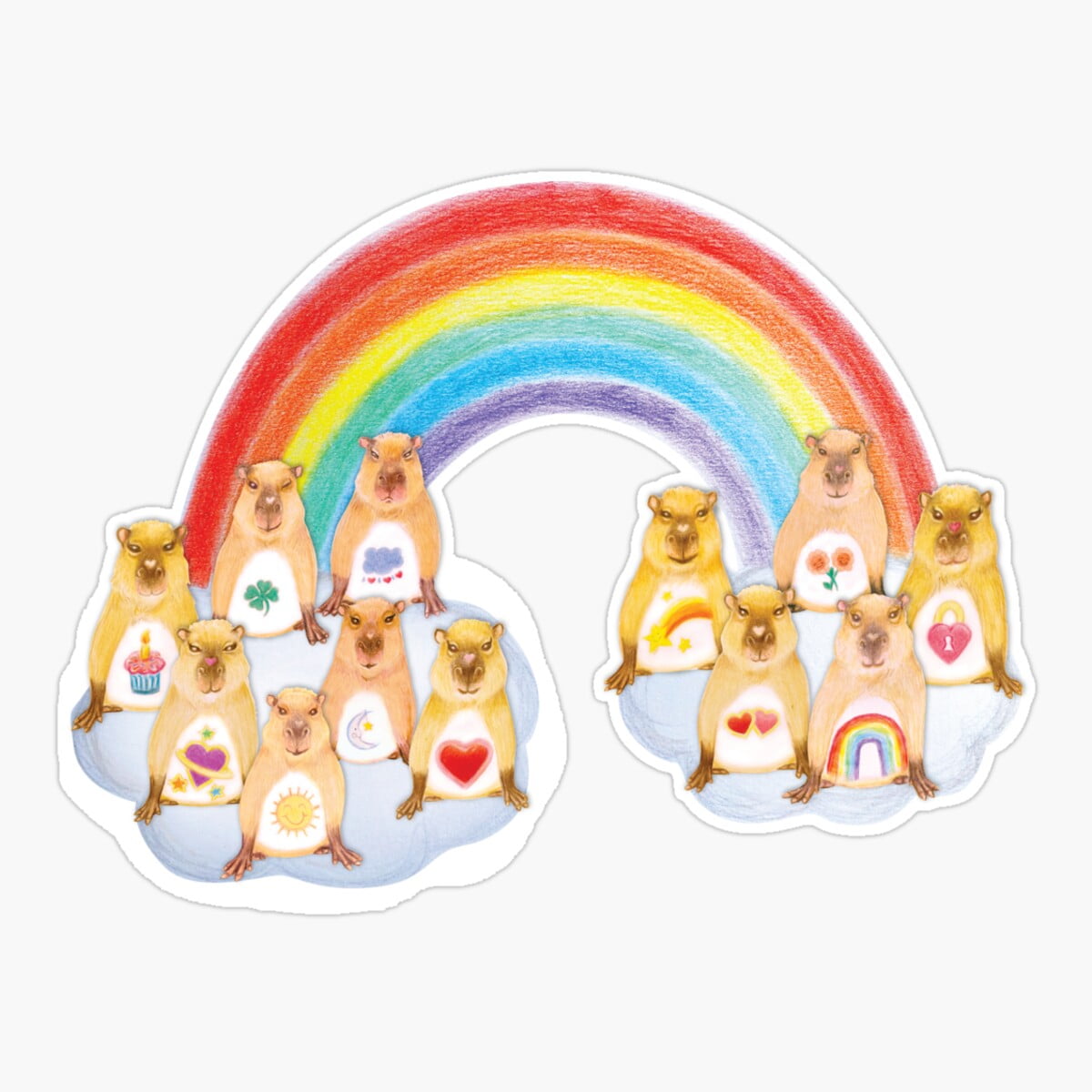 Maneki A Rainbow Of Capybaras Er, Phone Decal Water Bottle Stickers Car ...