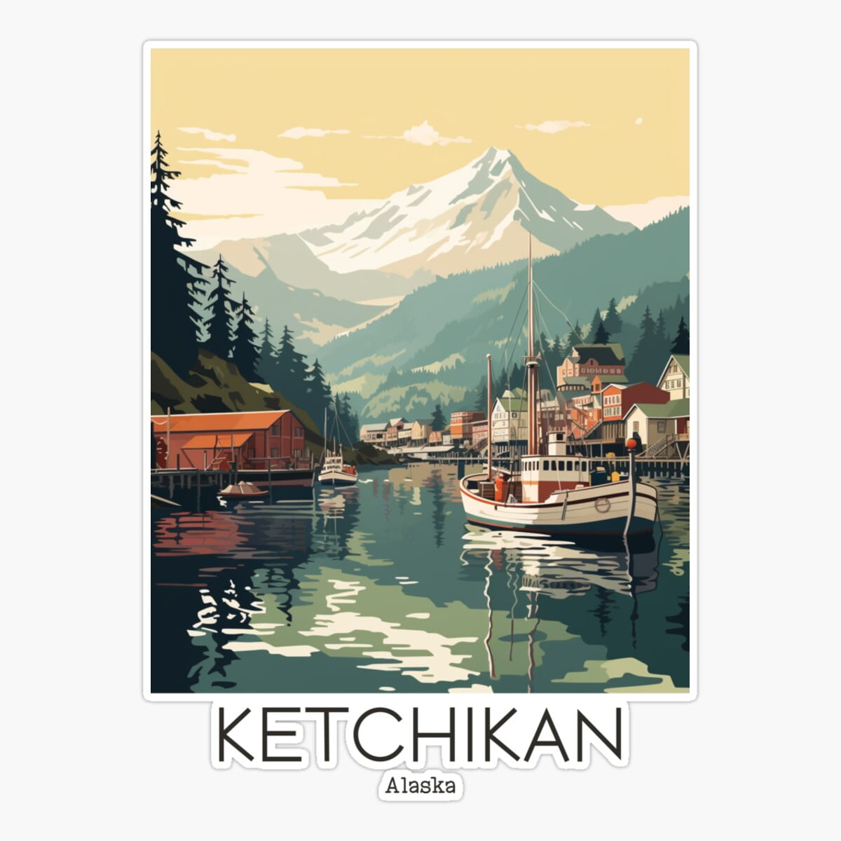 Maneki A Vintage Travel Illustration O Ketchikan - Alaska - Us Er ...