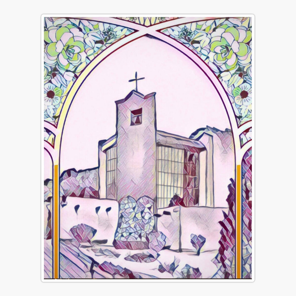 Maneki Abiquiu Monastery Through Archway Sticker, Phone Decal Water ...