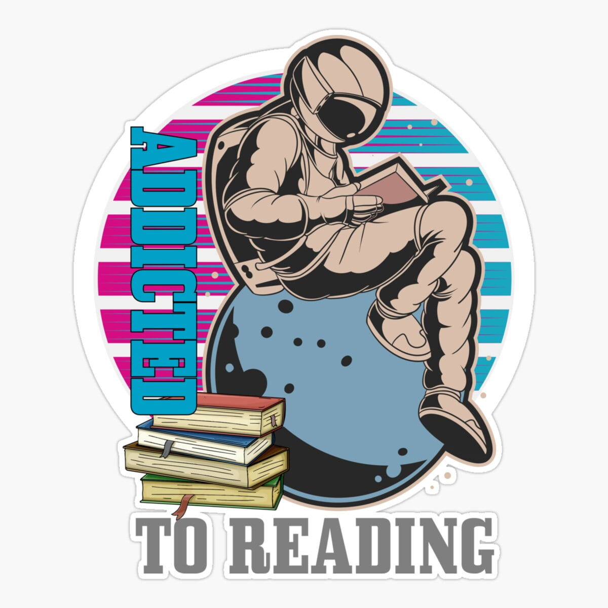 Maneki Addicted To Reading T Shirt Sticker, Phone Decal Water Bottle ...