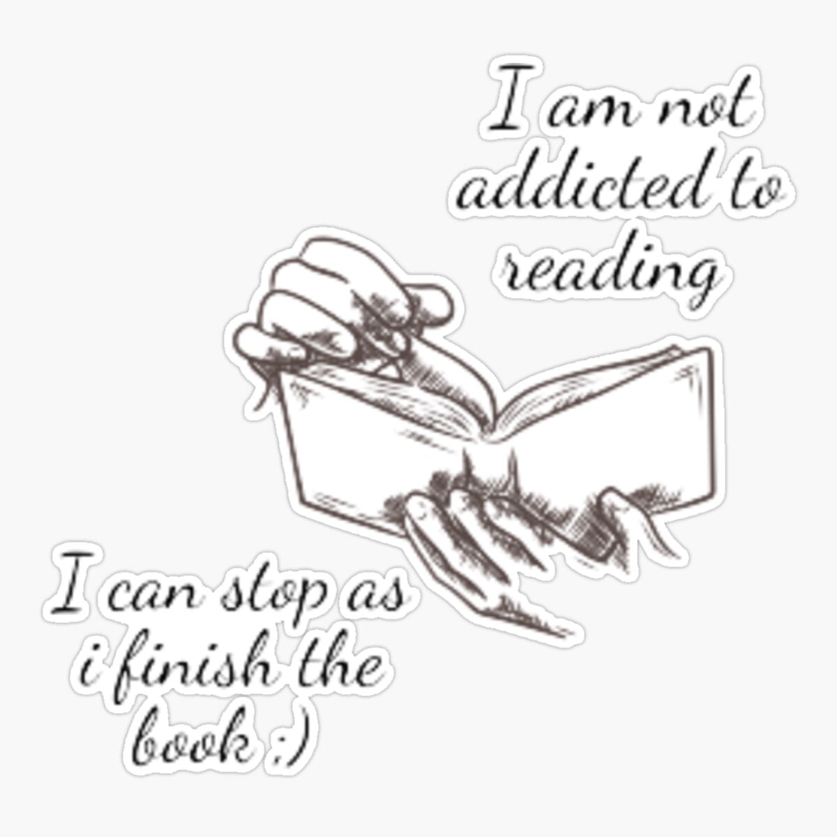 Maneki Addicted To Reading (White) Sticker, Phone Decal Water Bottle ...