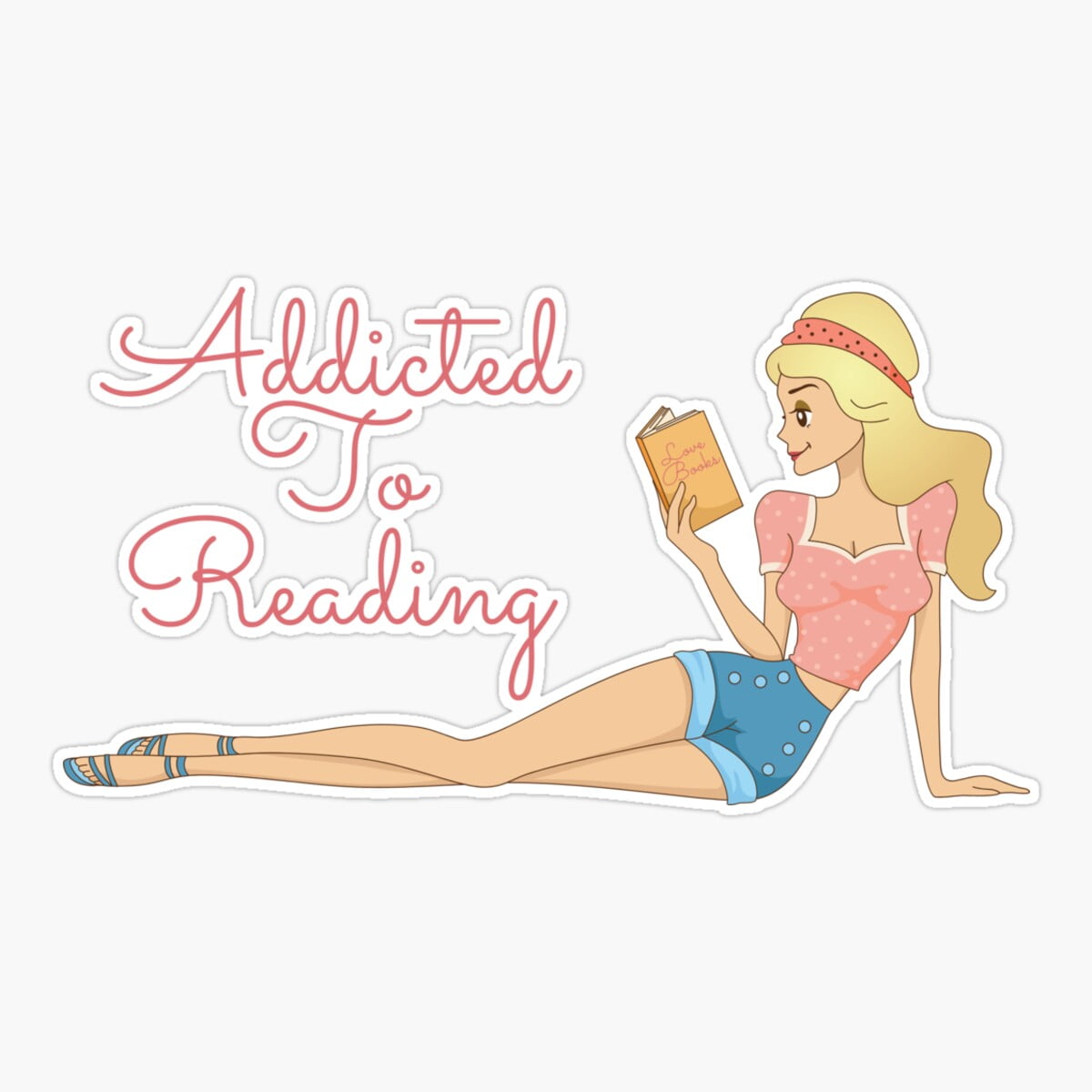 Maneki Addicted To Reading Woman Sticker, Phone Decal Water Bottle ...