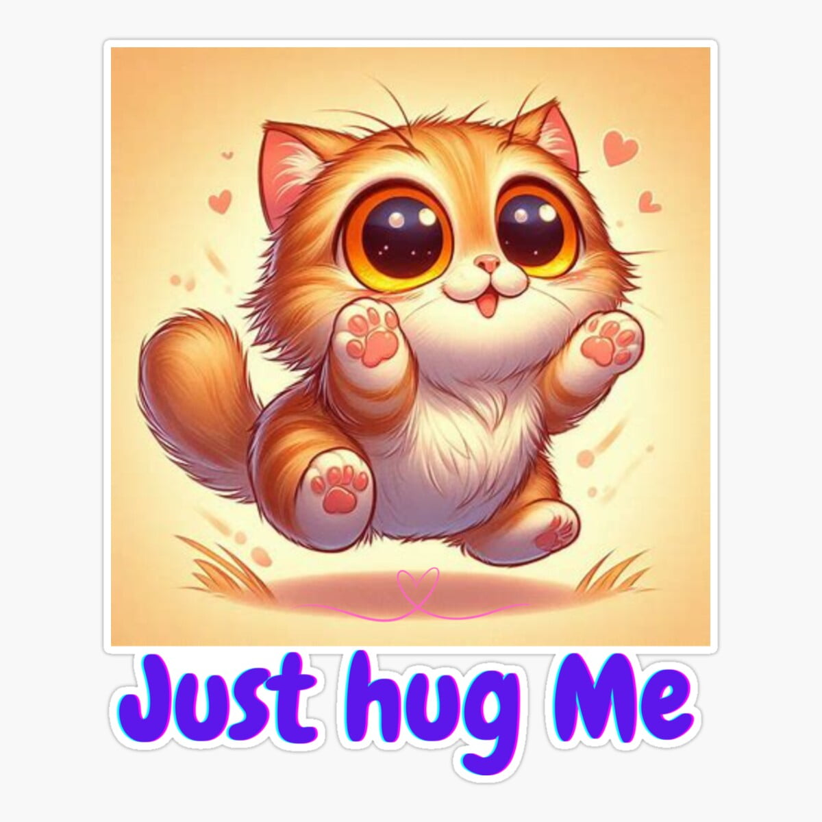 Maneki Adorable Animated Cat,Cute,Title: Just Hug Me Sticker, Phone ...