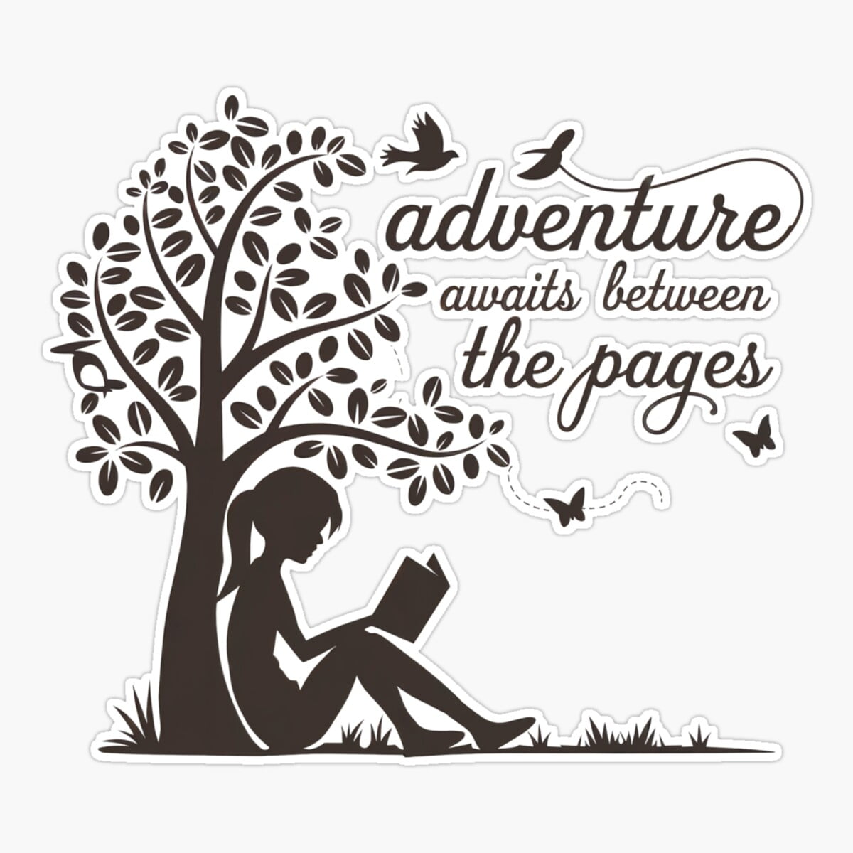 Maneki Adventure Awaits Between The Pages Sticker, Phone Decal Water ...