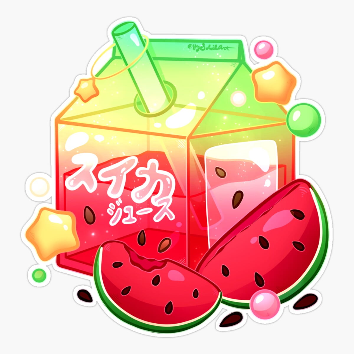 Maneki Aesthetic Waterm Juice Carton Er, Phone Decal Water Bottle ...