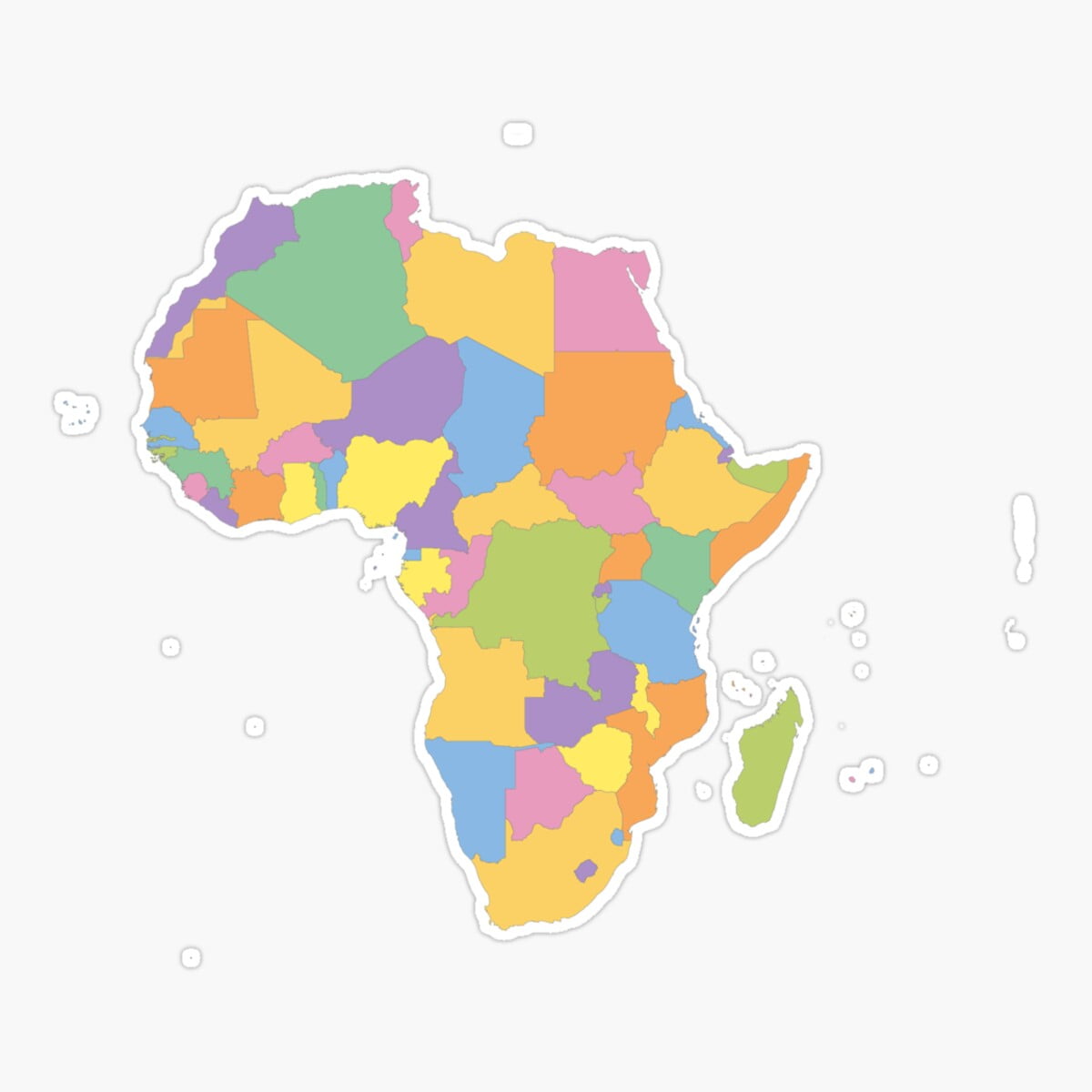 Maneki Africa Continent Map , Countries With Cool Pattern Colourfull Er ...